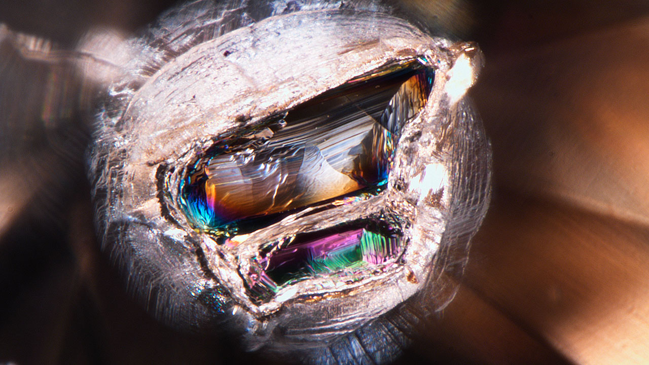 Iridescent Inclusion in Brown Diamond