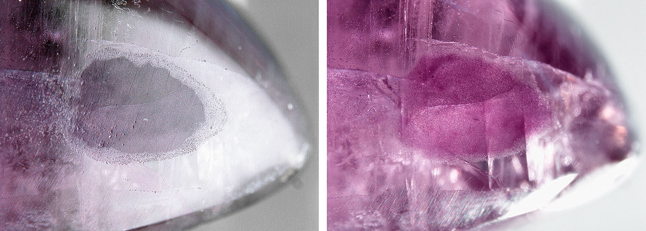 Ruby with Synthetic Overgrowth Lining Cavities